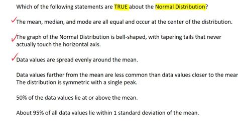 Solved Which Of The Following Statements Are True About The Normal Distribution Check All That