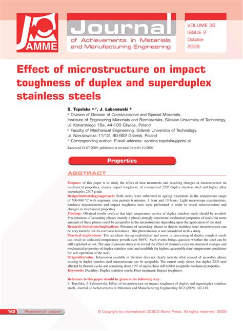 Pdf Effect Of Microstructure On Impact Toughness Of Duplex And
