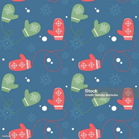 원활한 겨울 장갑과 파란색 배경 크리스마스 패턴에 눈송이 12월에 대한 스톡 벡터 아트 및 기타 이미지 12월 1월 2월 Istock