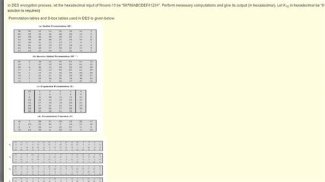 Solved In Des Encryption Process Let The Hexadecimal Input Of Round 10 1 Answer