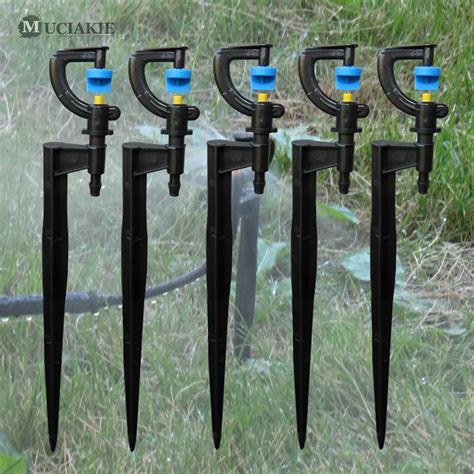 Muciakie 180 도 굴절 분무 노즐 20cm 말뚝 연결 47mm 호스 정원 관개 스프링클러 50 개정원 살수기