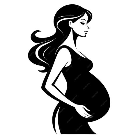 Silhouettes Of A Pregnant Woman Vector Illustration Isolated On White