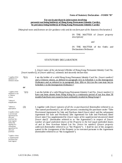 Doc Of Statutory Declaration B Hong Kong Doc Template Pdffiller