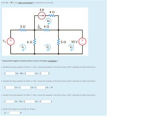 Solved Given Vs96 V Use Mesh Current Analysis To Compute