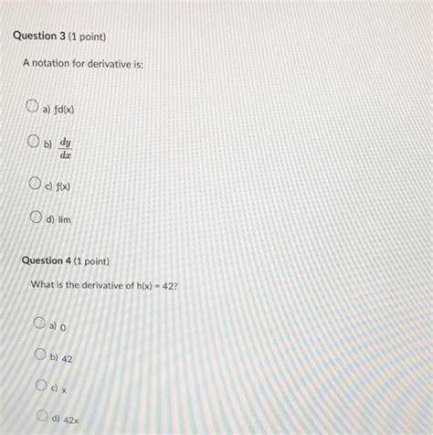 solved question 1 1 point the derivative of a function f