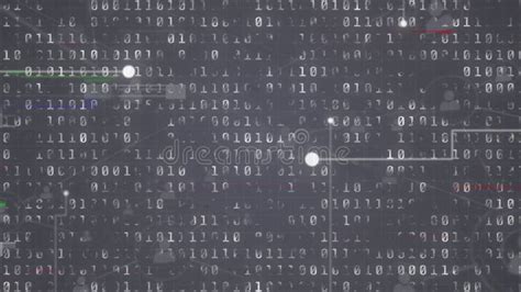 Animation Of Dots Connecting With Lines And Binary Codes Over Glitch
