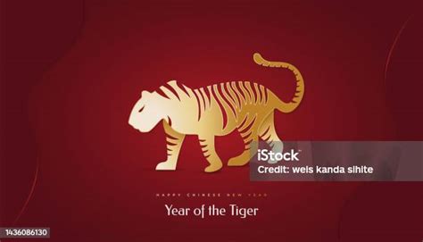 2022년 중국 설날 호랑이의 해 황금 호랑이 그림이 있는 중국 새해 배너는 빨간색 배경에 격리되어 있습니다 2022 중국 조디악 로그인 호랑이 2022년에 대한 스톡 벡터