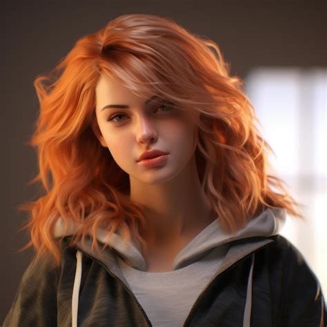 Premium Ai Image A 3d Rendering Of A Woman With Red Hair