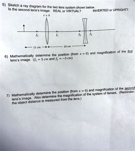 Solved 5 Sketch A Ray Diagram For The Two Lens System Shown Below Is The Second Lenss Image