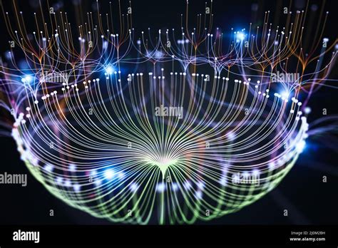 3d rendering big data visualization digital data threads plot network