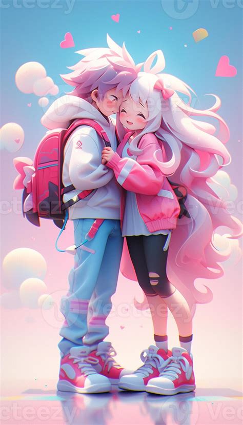 Two Lovers Hugging Anime