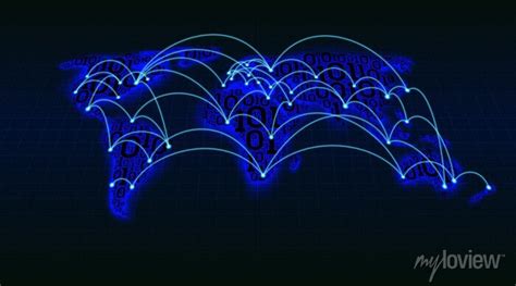 Abstract World Map From Digital Binary Code On A Grid Background Posters For The Wall Posters