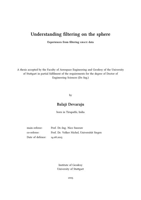 Pdf Understanding Filtering On The Sphere Experiences From Filtering Grace Data