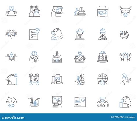 Mass Production Line Icons Collection Efficiency Standardization