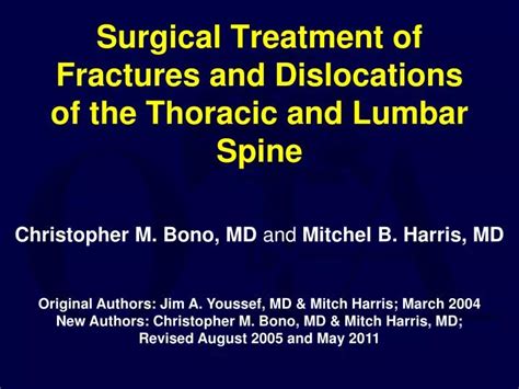 Ppt Surgical Treatment Of Fractures And Dislocations Of The Thoracic And Lumbar Spine