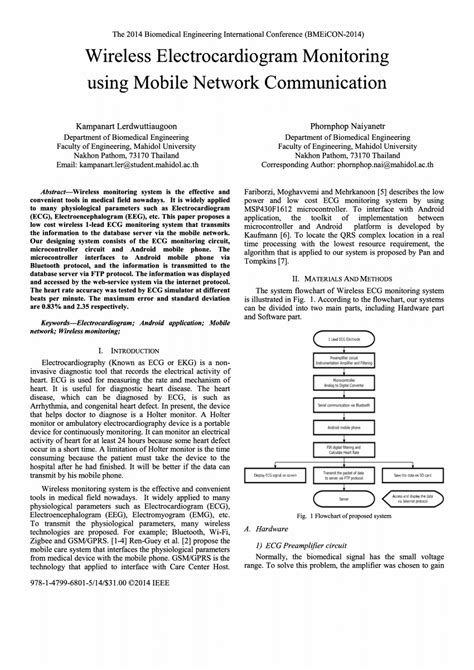 Pdf Wireless Electrocardiogram Monitoring Using Mobile Network Communication