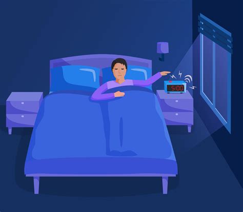 Person In Bed Waking Up Early Bedroom Interior At Early Morning Alarm