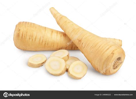 Parsnip Root And Slices Isolated On White Background With Clipping Path Stock Photo