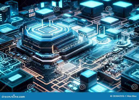 Close Up View Of A Modern Gpu Card With Circuit And Connections 3d Rendering Stock Illustration