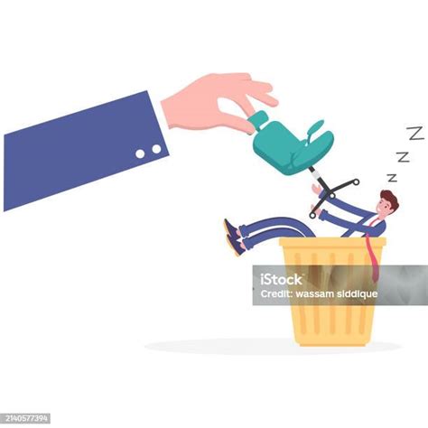 손 던지기 잠자는 노동자를 쓰레기통에 넣기 벡터 일러스트 레이 션 만화 던지기에 대한 스톡 벡터 아트 및 기타 이미지 던지기 만화 쓰레기 Istock