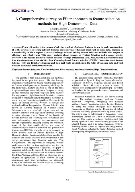 Pdf A Comprehensive Survey On Filter Approach To Feature Selection