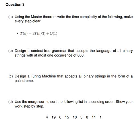 Solved A Using The Master Theorem Write The Time
