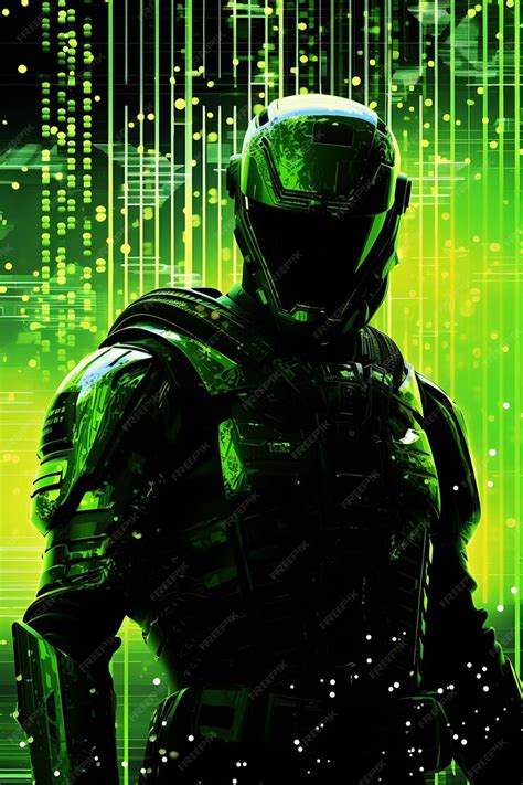 Premium Ai Image Cyberwarfare Soldier In A Digital Battlefield Binary