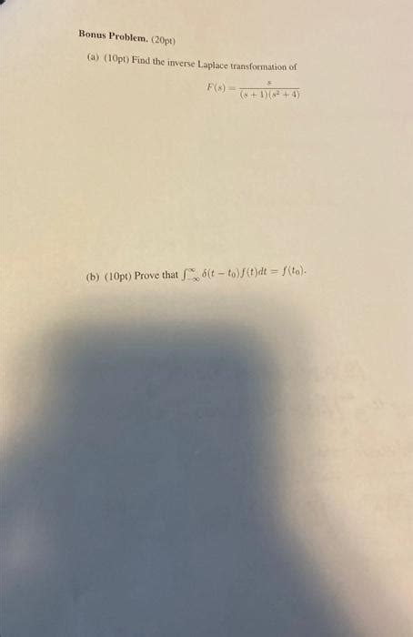 Solved Bonus Problem 20pt A 10pt Find The Inverse Chegg Com