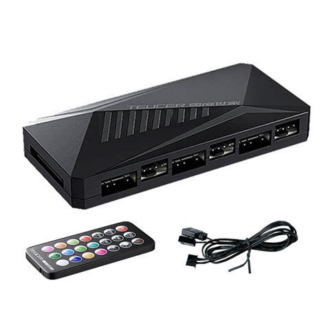 6p Argb 6 Way Splitter 5v 3pin Fan Controller Hub Sata Powered 4pin Pwm