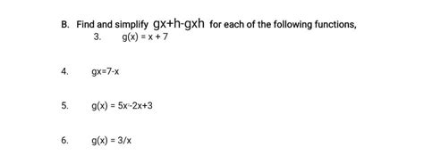 Solved B Find And Simplify Gxh Gxh For Each Of The