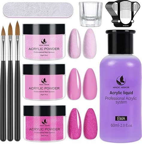 Magic Armor Acrylic Nail Kit Acrylic Powder 3 Colors And Liquid Set