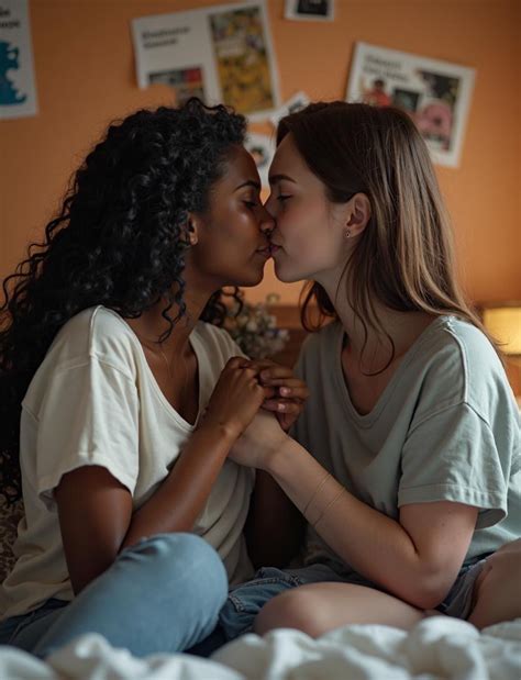 Interracial College Girls Kissing In Bedroom V17 By Pazuzulord On