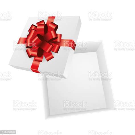 빨간 리본이 달린 흰색 오픈 선물 상자 크리스마스와 생일 선물 컬렉션 3차원 형태에 대한 스톡 벡터 아트 및 기타 이미지 3차원 형태 기념일 나비매듭 Istock