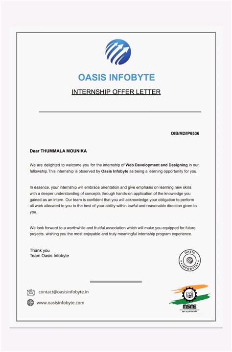 Webdevelopment Internship Oasisinfobyte Mounika Thummala