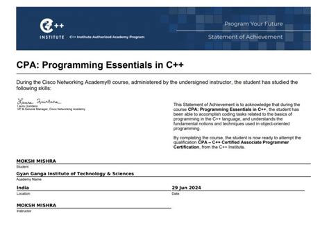 Moksh Mishra On Linkedin Cplusplus Programming Certification