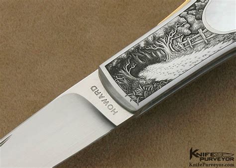Durvyn Howard Custom Knife Jon Robyn Engraved Pearl Lockback Knife