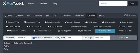 Csv To Html Converter