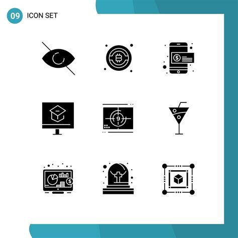 Solid Glyph Pack Of 9 Universal Symbols Of Numbers Film Mobile Payment
