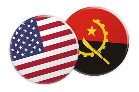 미국 뉴스 개념 미국 국기에 앙골라 플래그 단추 백색 배경에 3d 그림 3차원 형태에 대한 스톡 벡터 아트 및 기타 이미지