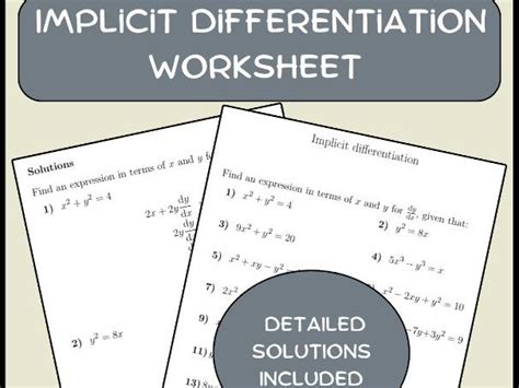 Implicit Differentiation Worksheet With Answers Pdf Askworksheet