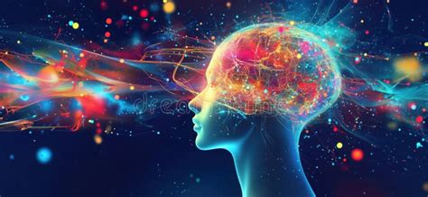Vibrant Abstract Representation Of Human Brain With Colorful Neural