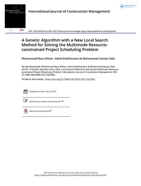 Pdf A Genetic Algorithm With A New Local Search Method For Solving The Multimode Resource