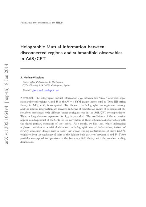 Pdf On The Mutual Information Between Disconnected Regions In Adscft