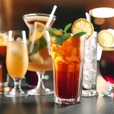 Premium Ai Image Bar Various Cocktails On The Table