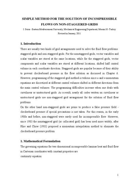 simple method on non staggered grids pdf pdf diffusion fluid dynamics