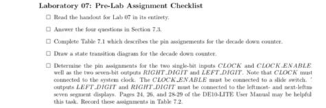 Laboratory 07 Pre Lab Assignment Checklist Read The
