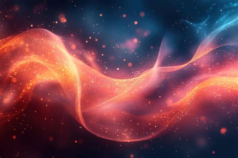 Abstract Background With Glowing Red And Blue Waves And Bokeh Lights
