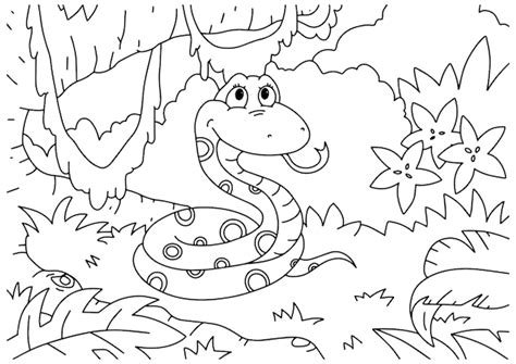 어린이 색칠 공부 페이지 3 뱀 숲 Ilustration 프리미엄 벡터