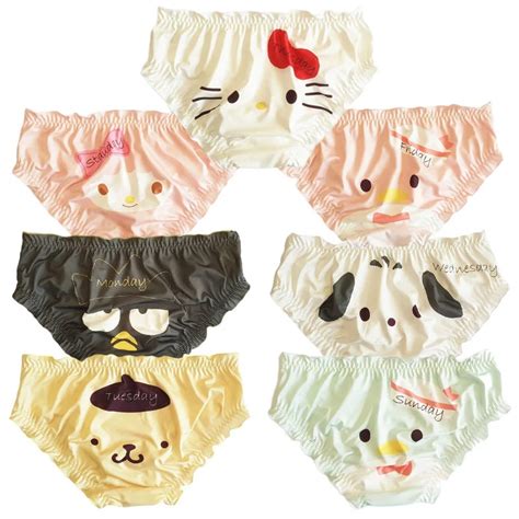 귀여운 만화 밀크 실크 프린트 팬티 산리오 마이 멜로디 키티 고양이 포차코 푸린 강아지 카와이 달콤한 코튼 통기성 팬티 AliExpress
