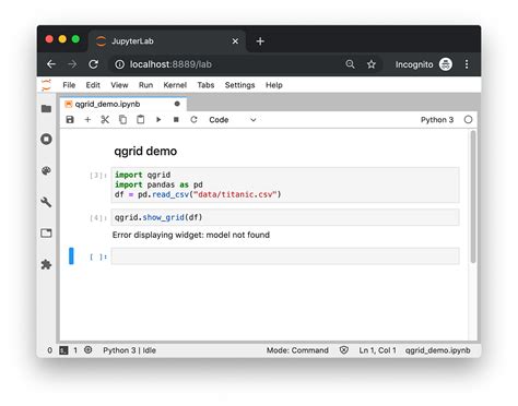 how to fix qgrid in jupyter lab — error displaying widget model not